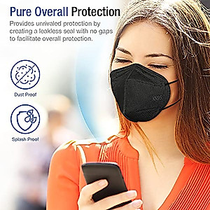 CandyCare KN95 Particulate Respirator - 20 Pack Face Mask 5 Layers Cup Dust Mask Protection against PM2.5 Dust Particles, Smoke and Haze-Proof, Designed for Men, Women, and Essential Works, Black