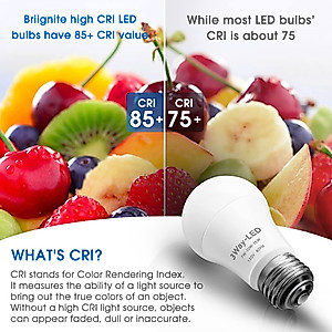 LED Light Bulbs, 𝟑 𝐖𝐚𝐲 𝐋𝐄𝐃 𝐋𝐢𝐠𝐡𝐭 𝐁𝐮𝐥𝐛𝐬 50 100 150W Equivalent, Briignite 3 Way Light Bulbs, Three Way A19 Light Bulbs E26 Medium Base, Daylight White 5000K, 500lm-1000lm-1500lm, 2Pack