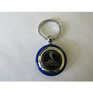 SHELBY COBRA SNAKE LOGO WITH EMBLEM ROUND PLASTIC KEYCHAIN - BLUE