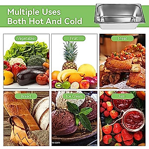 1/3 Size Hotel Pans with Lids, 6 Inch Deep 8Pcs Stainless Steel Steam Table Pans Steam Table Tray for Food Warmer Cooking Heat Restaurant Supplies for Kitchen Party Restaurant Hotel