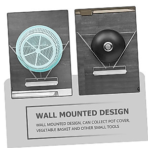 Holibanna 1 Pc Wall Mounted Pot Lid Rack pan lid mounted hanger wall mount drying clothes rack pan cover rack Kitchen clothes hanger stand Pot Cover Rack Storage Stainless steel wall bracket
