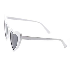 JUSLINK Heart Shaped Sunglasses for Women, Cat Eye Mod Style Retro Kurt Cobain Glasses(White)