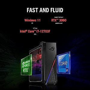 ASUS ROG Strix G15 Gaming Desktop 2023 Newest, Intel Core i7-12700F up to 4.9GHz(12 cores), NVIDIA GeForce RTX 3060 Graphics, 64GB RAM, 2TB SSD, Wi-Fi 6, Bluetooth, Windows 11 Home