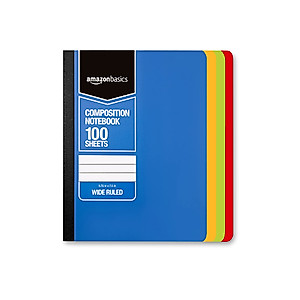 Amazon Basics Wide Ruled Composition Notebook, 100 Sheet, Assorted Marble Colors, 4-Pack