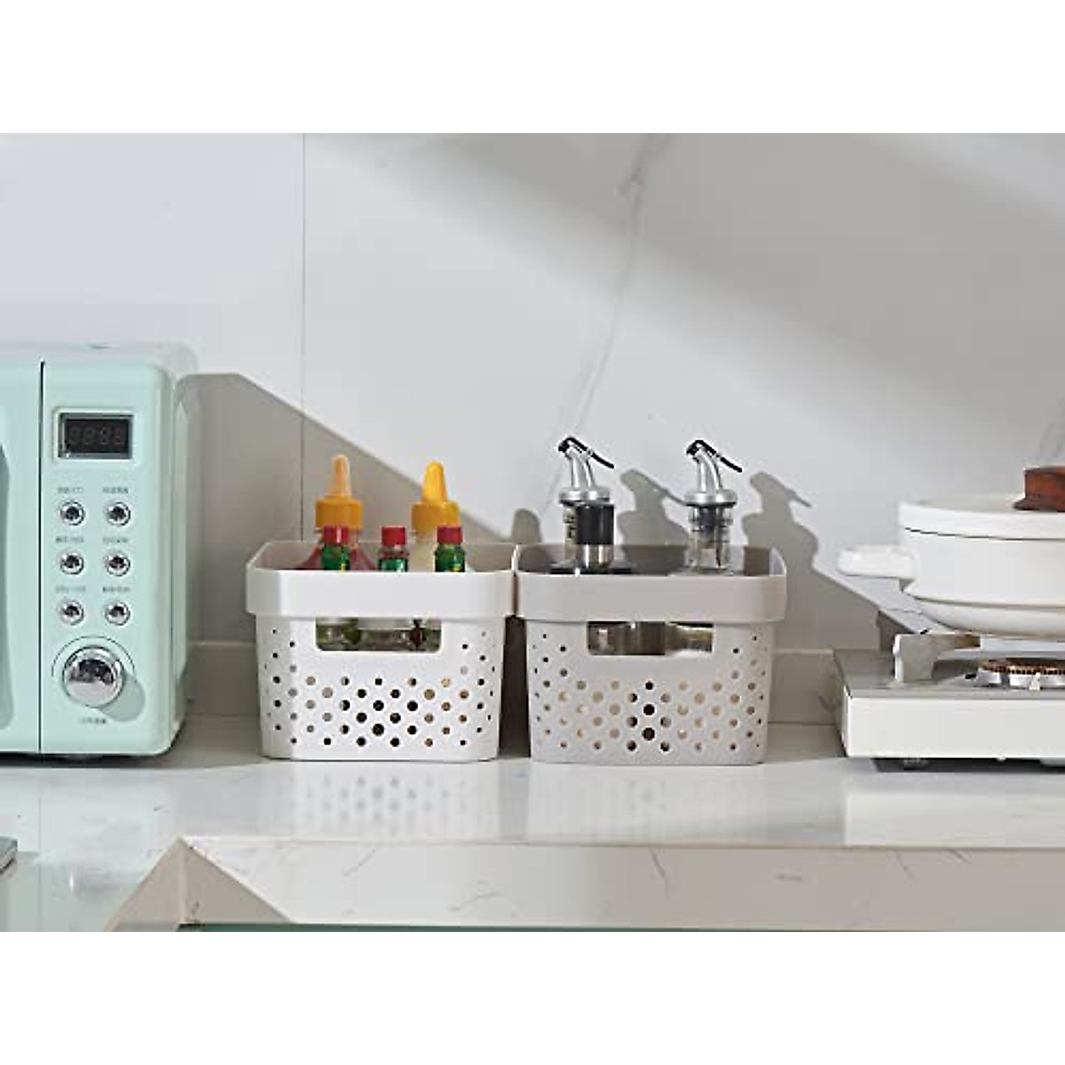 HANAMYA Lidded Storage Bin Organizer | Storage Organizing Container, 5 Liter, Set of 6, Gray