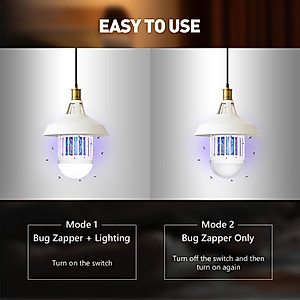 vertmuro Bug Zapper Light Bulb, 2-in-1 Indoor Electric Mosquito Killer Lamp with UV LED Light, Fly Insects Trap for Home Entryway Balcony Patio(1 Pack)