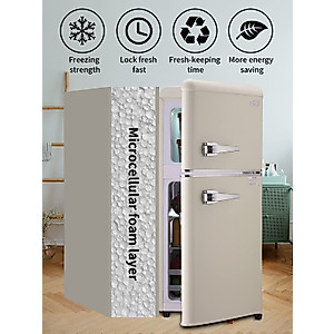 KRIB BLING 3.5 Cu.Ft Compact Refrigerator Mini Fridge with Freezer,7 Level Adjustable Thermostat Removable Shelves Small Refrigerator for Office Dorm Apartment White, Cream (KB02 FLS-80-CREAM)