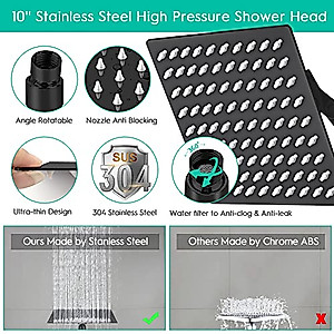 Filtered Shower Head, 10 Inch High Pressure Rainfall Shower Head /Handheld Showerhead Combo with 11 Inch Extension Arm, Anti-leak Shower Head with Hose, Height/Angle Adjustable, Matte Black