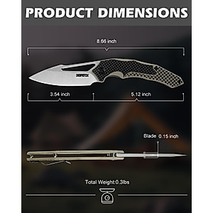 Dispatch Pocket Knife for Men Women, 3.54 Inch 8Cr13MoV Stainless Steel Blade with G10 Handle, Folding Knives with Clip for Outdoor Hunting Hiking Camping Survival EDC Tools