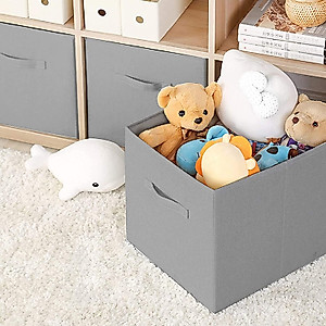 Debbu Basics Fabric Clothing Storage Bins - 10.6" x 10.6" x 11" - Collapsible Storage Cubes Organizer with Handles, Linen Foldable Storage Baskets Cloth Box Containers, Closet Organizers