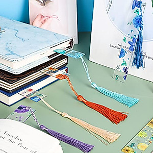 10 Pieces Flower Resin Bookmark Transparent Floral Bookmarks for Women Cute Bookmarks Flower Page Marker with Tassels Graduation Gifts for Women