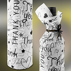 Hi Sasara 100 Sheets Thank You Tissue Paper Bulk,Thank You Tissue Paper for Small Business,Packaging Tissue Paper for Gift Bags,Thank You Packaging Tissue Paper,14 x 20 Inch (Black)