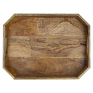 Wooden Serving Tray with Handles | Wood Bathroom Organizer Tray | Decorative | Food Safe | Water Resistant | Natural Solid Wood | Bathroom Organiser Tray