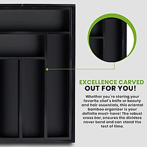 Utopia Kitchen Bamboo Cutlery & Knives Tool Tray - 8 Compartments - Expandable Organizer (Bulk Pack of 5)
