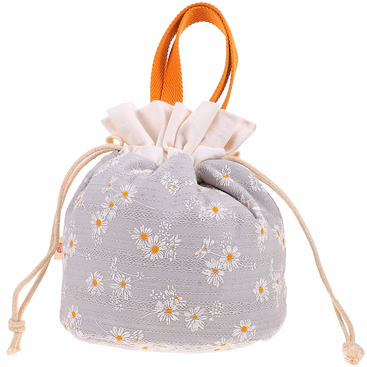 Cabilock Lunch Bag Insulated Folding Lunch Bag Bento Box Drawstring Bag Portable Lunch Holder Daisy Pattern Bento Box Bag Cute Tote
