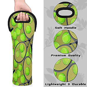 Single Bottle Wine Gift Tote Carrier Tennis Rackets Balls Neoprene Wine Tote Bags Holder Cooler Wine Gift for Women Men