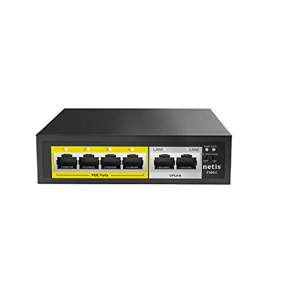 Netis PE6105 5-Port 10/100Mbps Speed Fast Ethernet PoE+ Switch | 4 Port PoE 65W Power and 1 Port Uplink with IEEE 802.3at/af Compliant Powered Devices