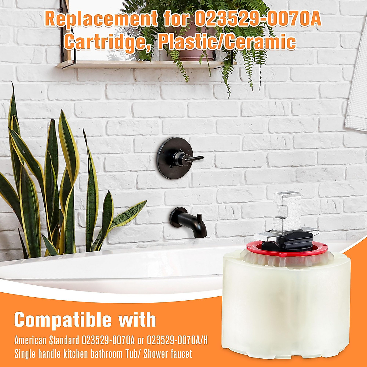 Enhon Replacement for 023529-0070A Cartridge, Compatible with American Standard Single Handle Kitchen Bathroom Tub/Shower, 47 MM, Volume and Temperature Control Pressure Balance Valve Cartridge