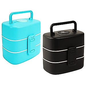 Wagindd Bento Box Adult Lunch Box, Stackable Lunch Containers for Kids Leakproof Bento Box Includes Cutlery Microwave-safe