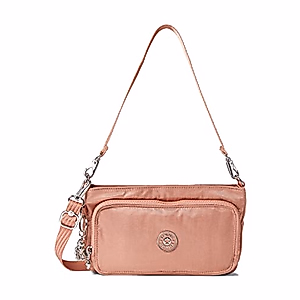 Kipling Women's Myrte Crossbody Handbag, Convertible Metallic Purse, Nylon Clutch and Waist Bag, DT Warm Rose M2
