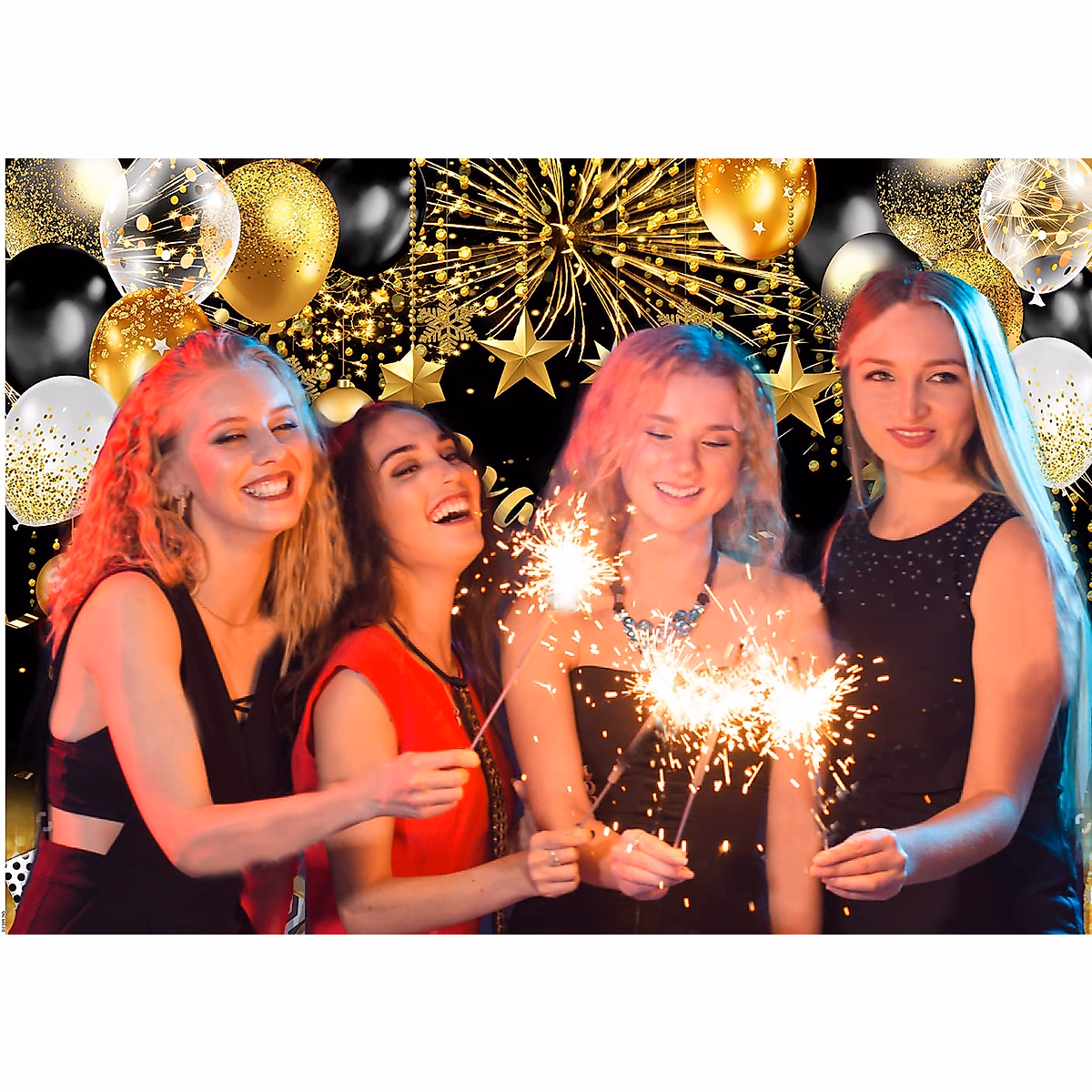 CYLYH 10X8FT 2025 New Year Backdrop Black and Gold Background New Year Holiday Party Banner New Year Decoration New Year Christmas Party Decorations Banner D599