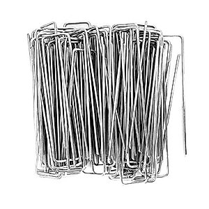 Garden Staples, 6" Stainless Steel Garden Pins, 100Pcs Ground Staples for Sticking on The Ground Securing Ground Cover