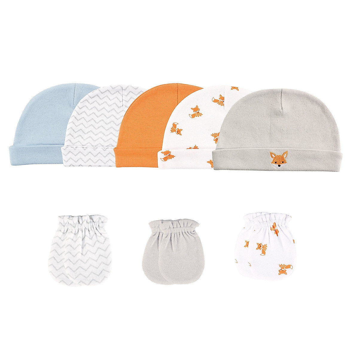 Luvable Friends baby girls Cotton Caps and Scratch Mittens Hat, Fox, 0-6 Months US
