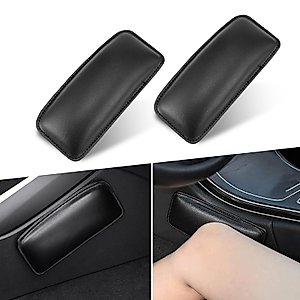 Yumfugu 2 PCS Car Knee Cushion Pads, Car Center Console Knee Leg Trim Cushions, 7.0In x 3.1In Waterproof Soft Sponge Car Frame Protective Pillows, Universal Leg Rest Pads for Trucks SUVs Cars (Black)