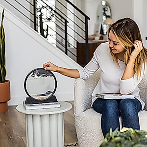 A Mindful Office Moving Sand Art Decor (10 Inch) - Perpetual Motion Desk Toy Brings Uniquely Relaxing Vibe to Your Home Round Glass Frame with Black, White and Gold Liquid sandart12inchbwg 12 Inch