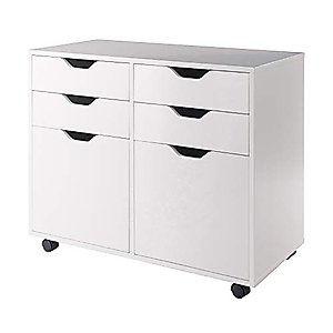 Winsome Halifax Storage Mobile Cabinets, 2 Doors, 4 Drawers, for Home Office, White