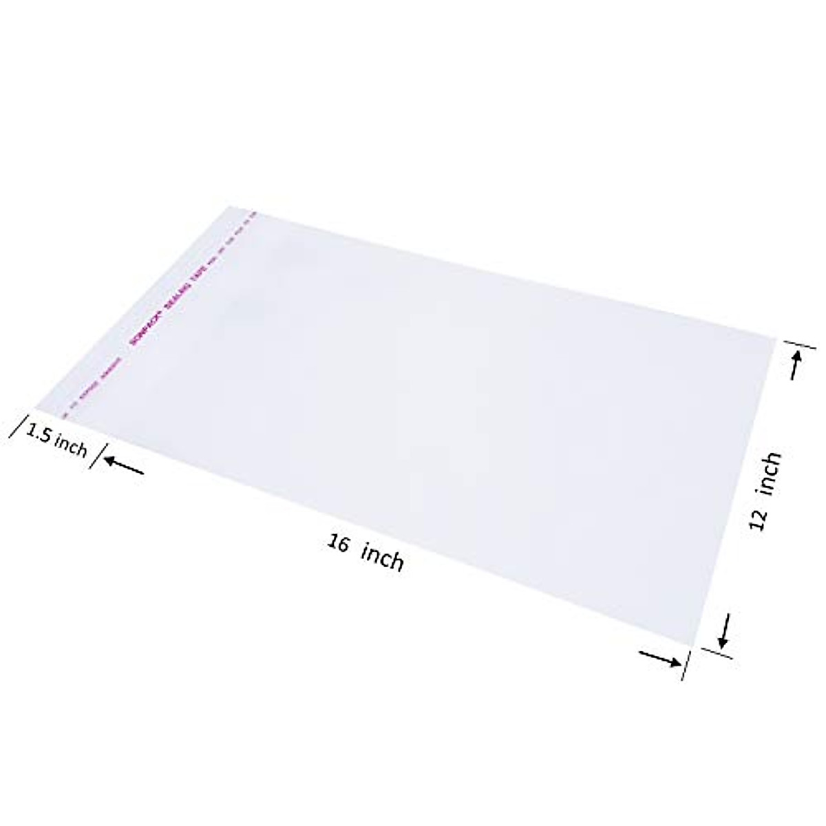 Wowfit 100 Count 12x16 inches Clear Cellophane Plastic Bags, Resealable Self-Sealing Cello Bags Great for Packaging Clothing, Shirts, Decorative Wrappers, Party Favors, Artwork and More