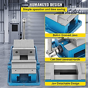 Happybuy 4 Inch ACCU Lock Down Vise Precision Milling Vise 4 Inch Jaw Width Drill Press Vise Milling Drilling Machine Bench Clamp Clamping Vice(4")