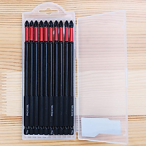 AUTOTOOLHOME 10 Pack Phillips PH2 Magnetic Anti Slip Screwdriver Bit Set 6 inch Length TS2 Anti-Slip Long Drill Bits Impact Driver Bits