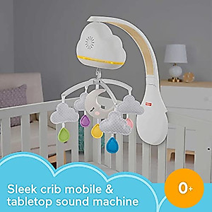 Fisher-Price Sound Machine Calming Clouds Mobile & Soother Convertible Crib to Tabletop with Music & Lights for Newborn to Toddler