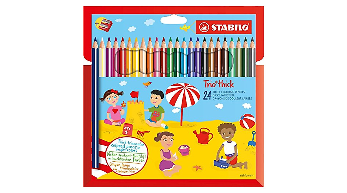STABILO Trio Thick Coloring Pencils - 24 Colors + Sharpener