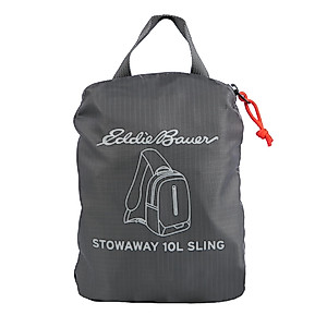 Eddie Bauer Stowaway Packable 10L Sling 3.0 Made from Polyester with Lightly Padded Shoulder Strap, Dark Smoke