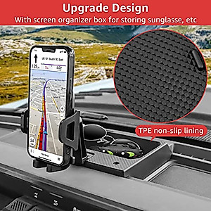 Ecarzo Phone Holder Mount for 2021 2022 2023 Ford Bronco Center Console Dash Storage Tray Cell Phone Stand Sunglass Holder Accessories