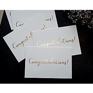50 Pack Congratulations Card – Elegant Greeting Cards With ‘’Congratulations’’ Embossed In Gold Foil Letters – For Engagement, Graduation, Wedding - 52 Kraft Envelopes Included - 4" x 6" - White