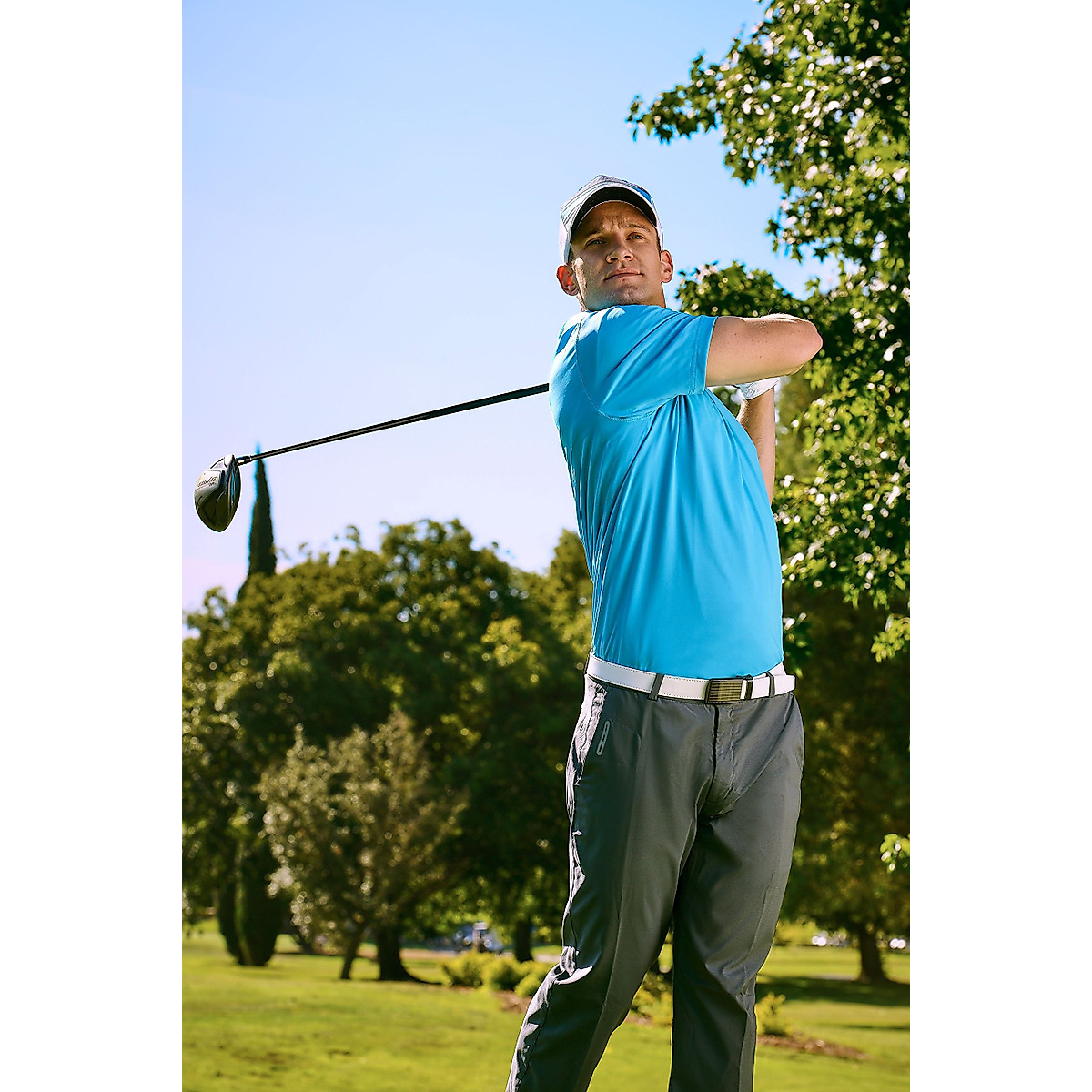 SlideBelts Men's Golf Ratchet Belt - Custom Fit - Black with Winged Gunmetal Buckle (Vegan)