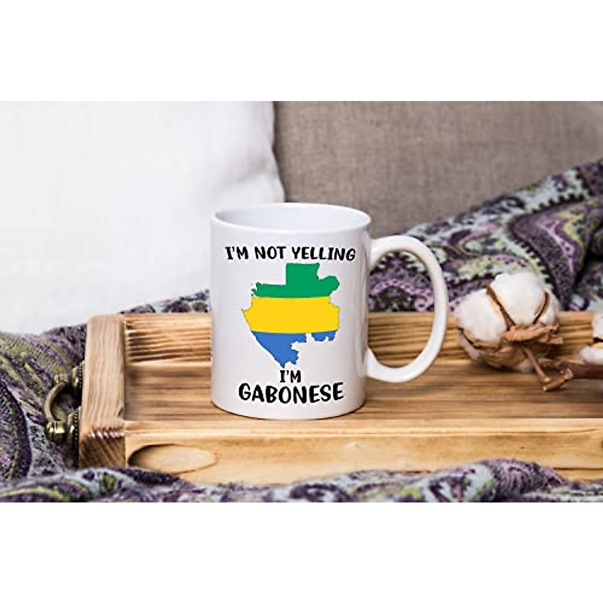 Funny Gabon Pride Coffee Mugs, I'm Not Yelling I'm Gabonese Mug, Gift Idea for Gabonese Men and Women Featuring the Country Map and Flag, Proud Patriot Souvenirs and Gifts