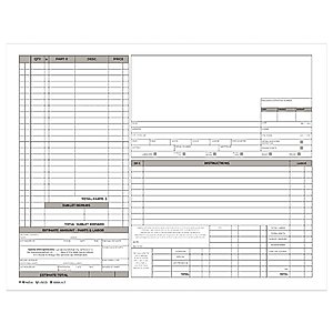 Auto Repair Check 3-Part Carbonless Invoice Form Pad / 50 Carbon Copy Sets / 8.5" x 11" Automotive Vehicle Mechanic Purchase Sales Receipt Book Forms