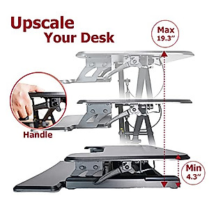 ADAPTZONE Standing Desk Converter, 33 Inch Height Adjustable Sit Stand Up Desk Riser, Sit Stand Desk Converter with Deep Keyboard Tray for Laptop, Tabletop Stand Up Desk Workstation Fits Dual Monitor