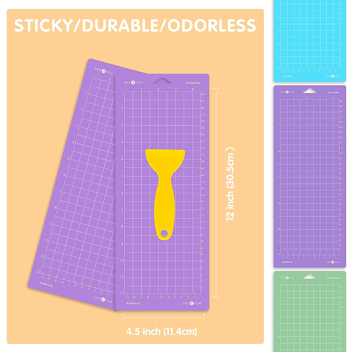 HTVRONT Strong Grip Cutting Mat For Cricut Joy - 3 Pack 4.5X12 Stronggrip Quilting Mats For Cricut Joy Bundle, Purple Adhesive Cutting Mats Replacement Accessories for Cricut