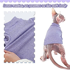 DENTRUN Sphynx Hairless Cats Shirt Pullover Kitten T-Shirts, Breathable Cat Wear Turtleneck Sweater Adorable Cat's Clothes Vest Pajamas Jumpsuit