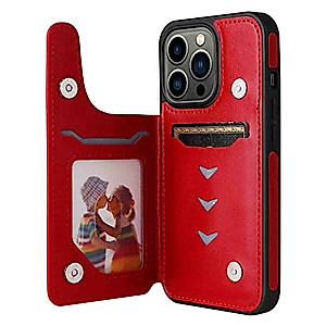 Fansipro Bumper Case Cover for Samsung Galaxy S9 Plus, Premium PU Leather Slim Fit Cover for Galaxy S9 Plus, 1 Card Slot, 1 Photo Frame Slot, Spring, Red