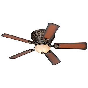 Casa Vieja 52" Ancestry Vintage Antique Indoor Ceiling Fan 5 Blade LED Light Remote Control Golden Bronze Motor Teak Walnut Finish Blades Bedroom Living Room Kitchen Dining Office Hugger Flush Mount