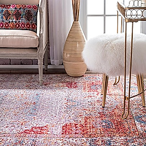 nuLOOM Elmer Vintage Medallion Area Rug, 7' 10" x 10' 10", Blush