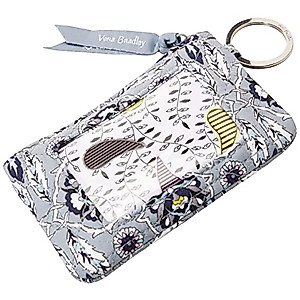 Vera Bradley Women's Cotton Zip ID Case Wallet, Plaza Tile - Recycled Cotton, One Size