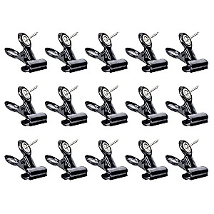 Tupalizy 15PCS Push Pins Clips Bulldog Thumbtack Clips for Bulletin Cock Board Wall Office School Home Cubicle Pictures Documents Notes Papers Calendars Photos Files Artworks Craft Projects (Black)