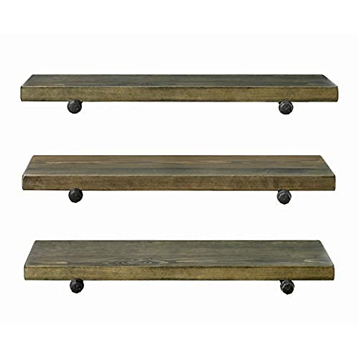 Mark One Home Goods 3 Tier Wood Shelves with Black Pipe Brackets (Walnut, 3 Tier)